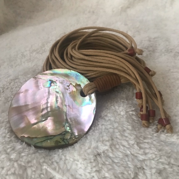 Accessories | Vintage Red Abalone Shell Cord Belt W Glass Beads | Poshmark